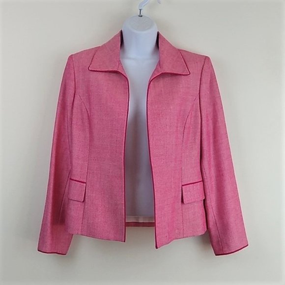 Kasper | Jackets & Coats | Kasper Dark Pink White Fly Away Blazer 6p ...